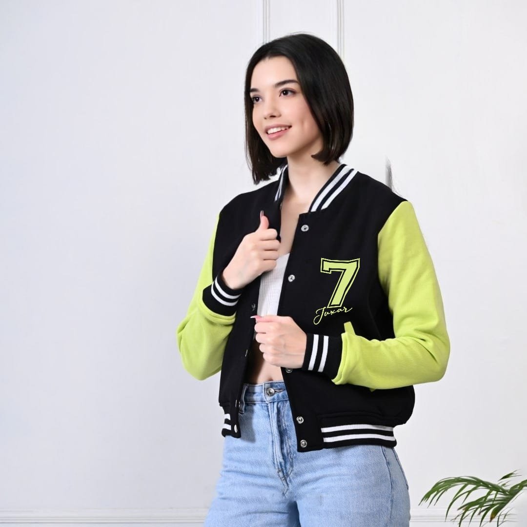 BLACK & NEON VARSITY JACKET – Juxar